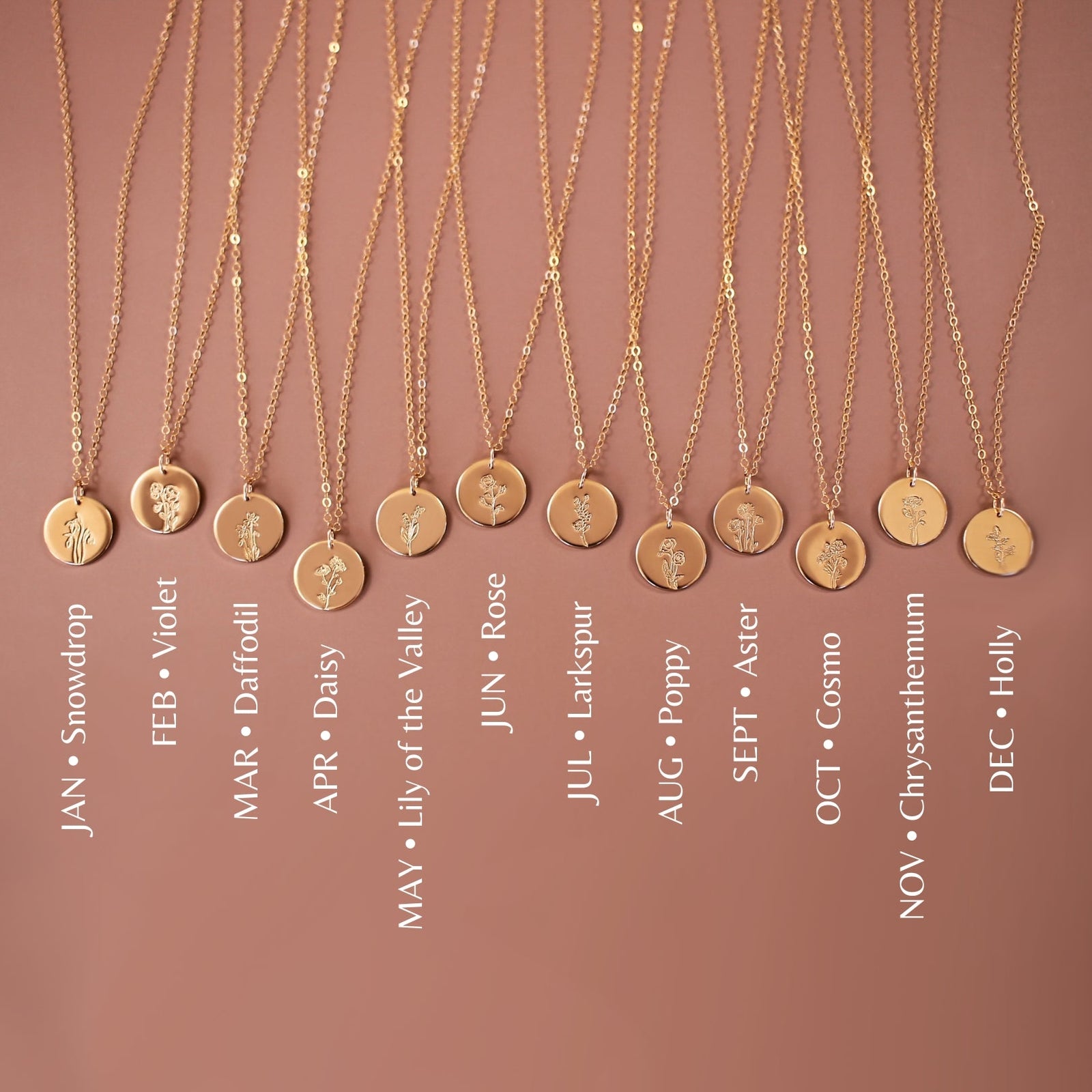 Personalized Birth Flower Necklace - Waterproof + Hypoallergenic Jewelry