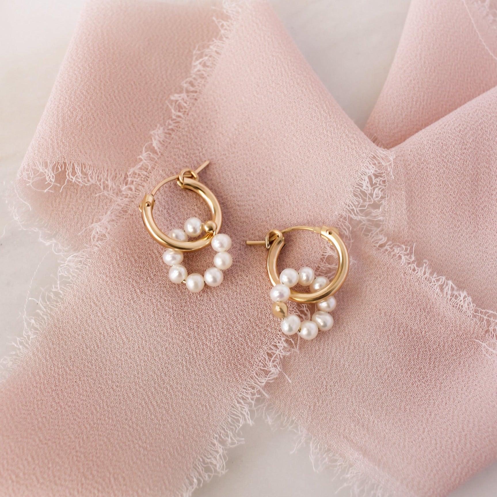 Alice Pearl Hoop Earrings - Waterproof + Hypoallergenic Jewelry