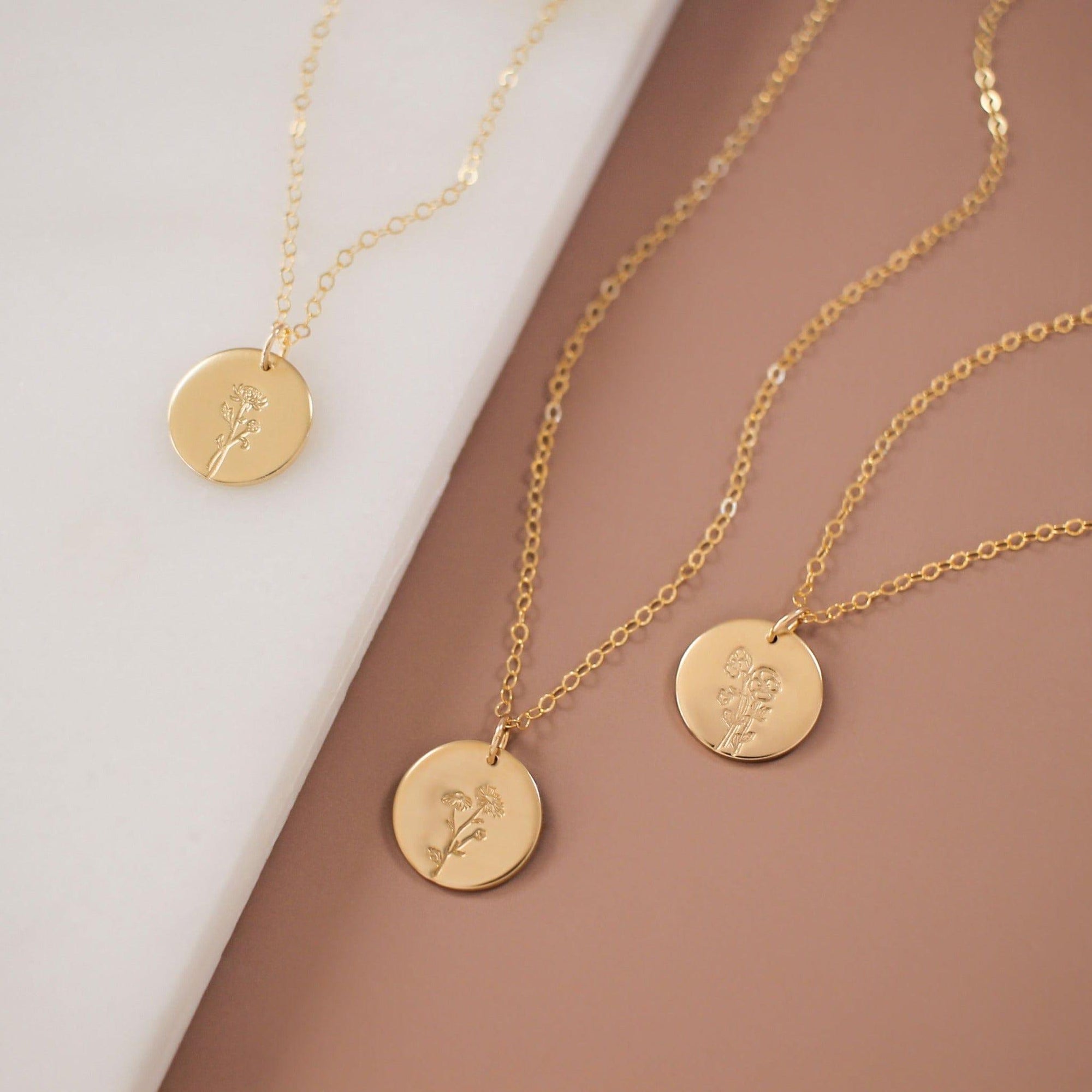 Personalized Birth Flower Necklace - Waterproof + Hypoallergenic Jewelry