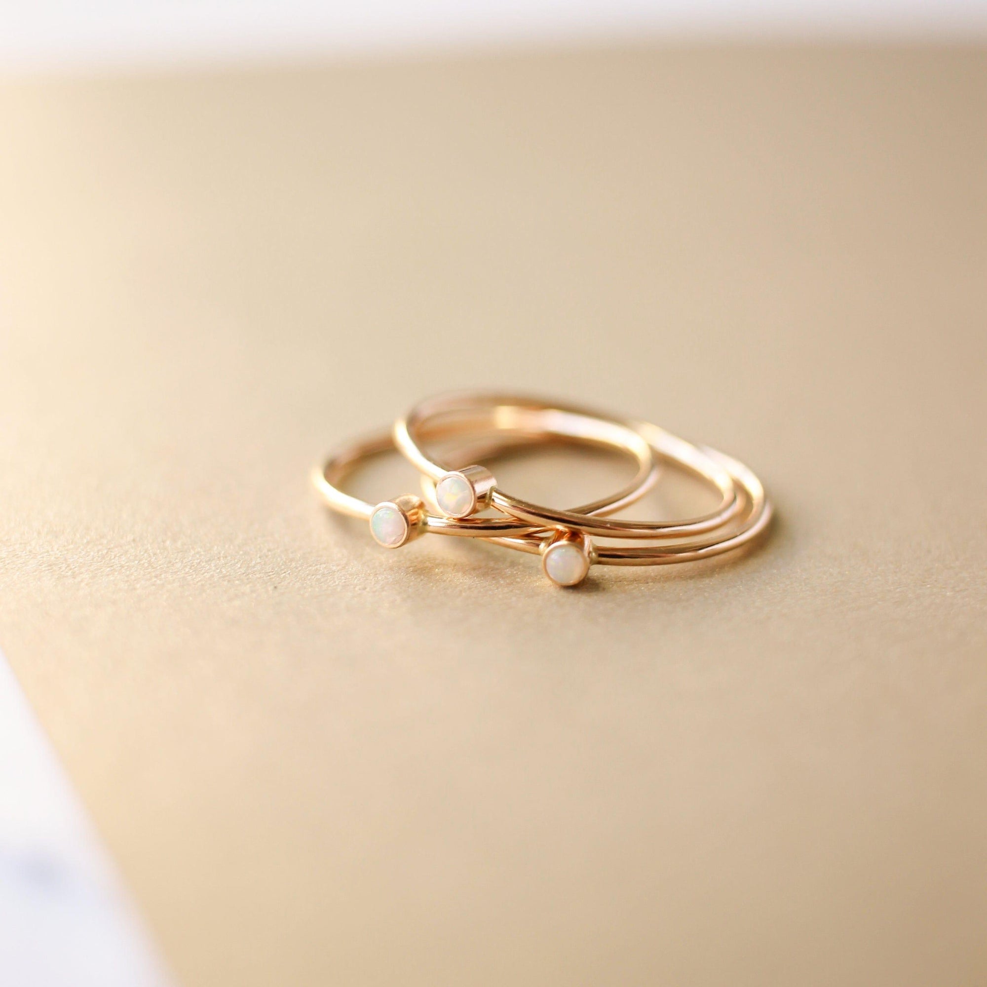 Tiny October Birthstone Ring ∙ Opal - Waterproof + Hypoallergenic Jewelry